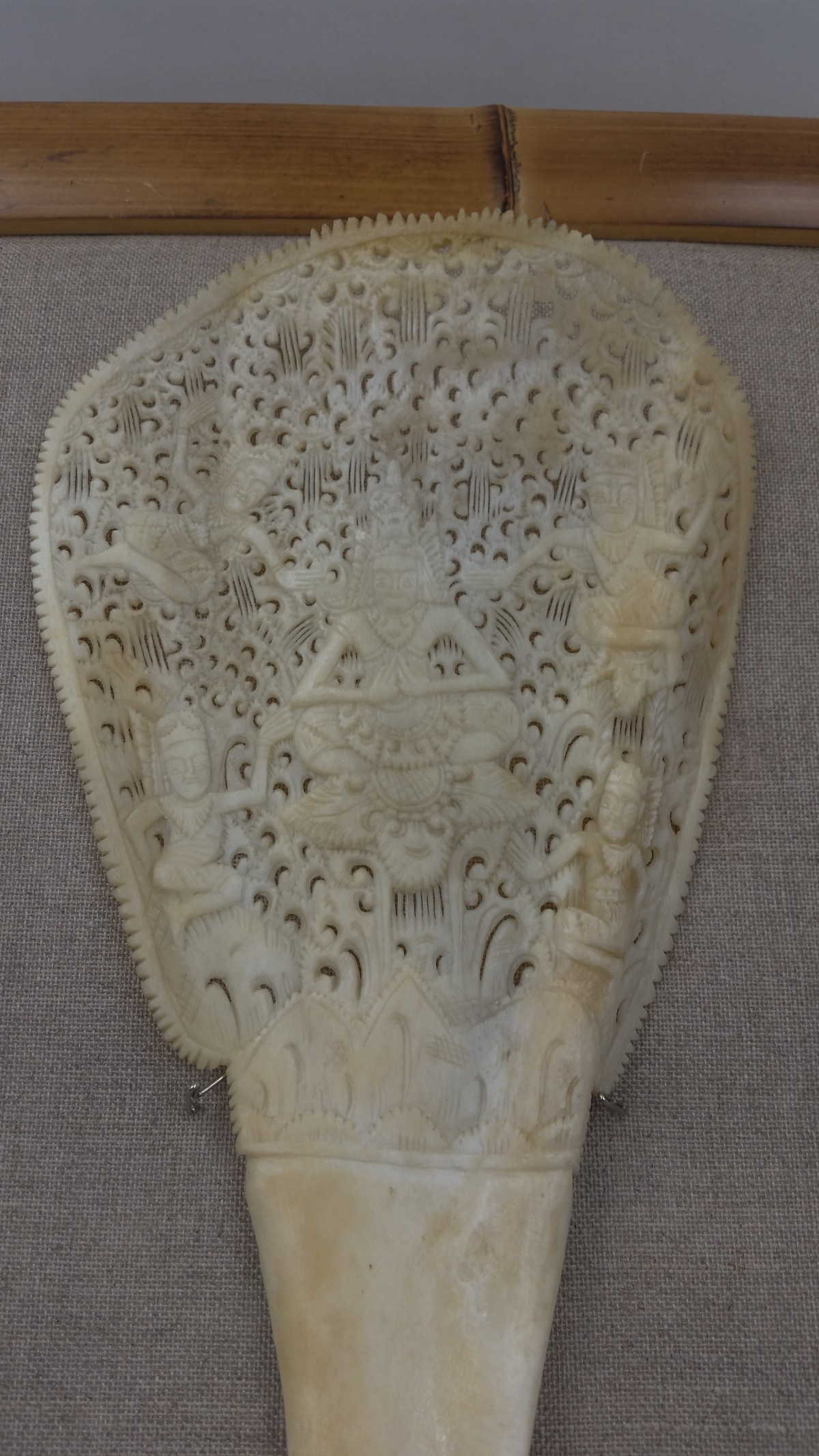 Vintage "Far East" Carved Bone Hair Pick - S & K Ltd.