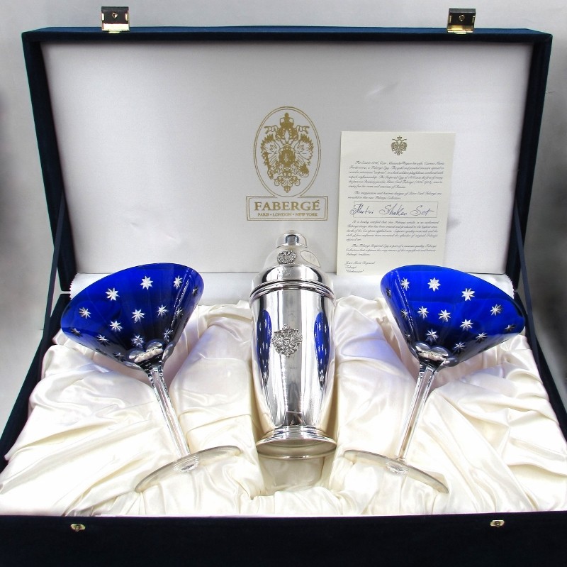 Faberge' Sterling "Grand Duke" Shaker with Two "Galaxie" Martini ...