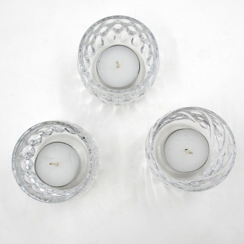 Faberge' Set of 3 Clear Crystal Votives - S & K Ltd.