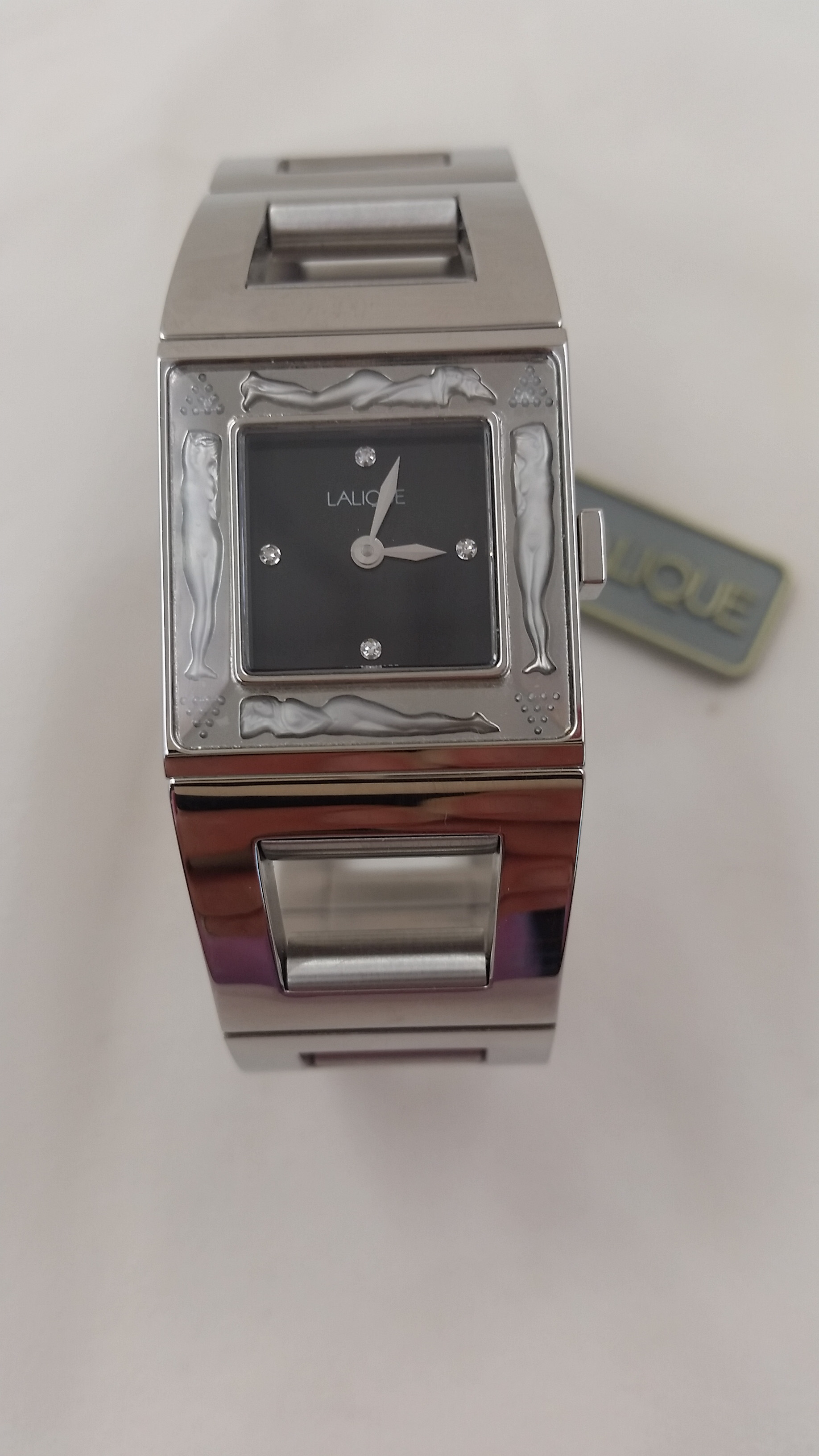 Lalique Bacchantes Stainless Steel Watch with Black Face - S & K Ltd.