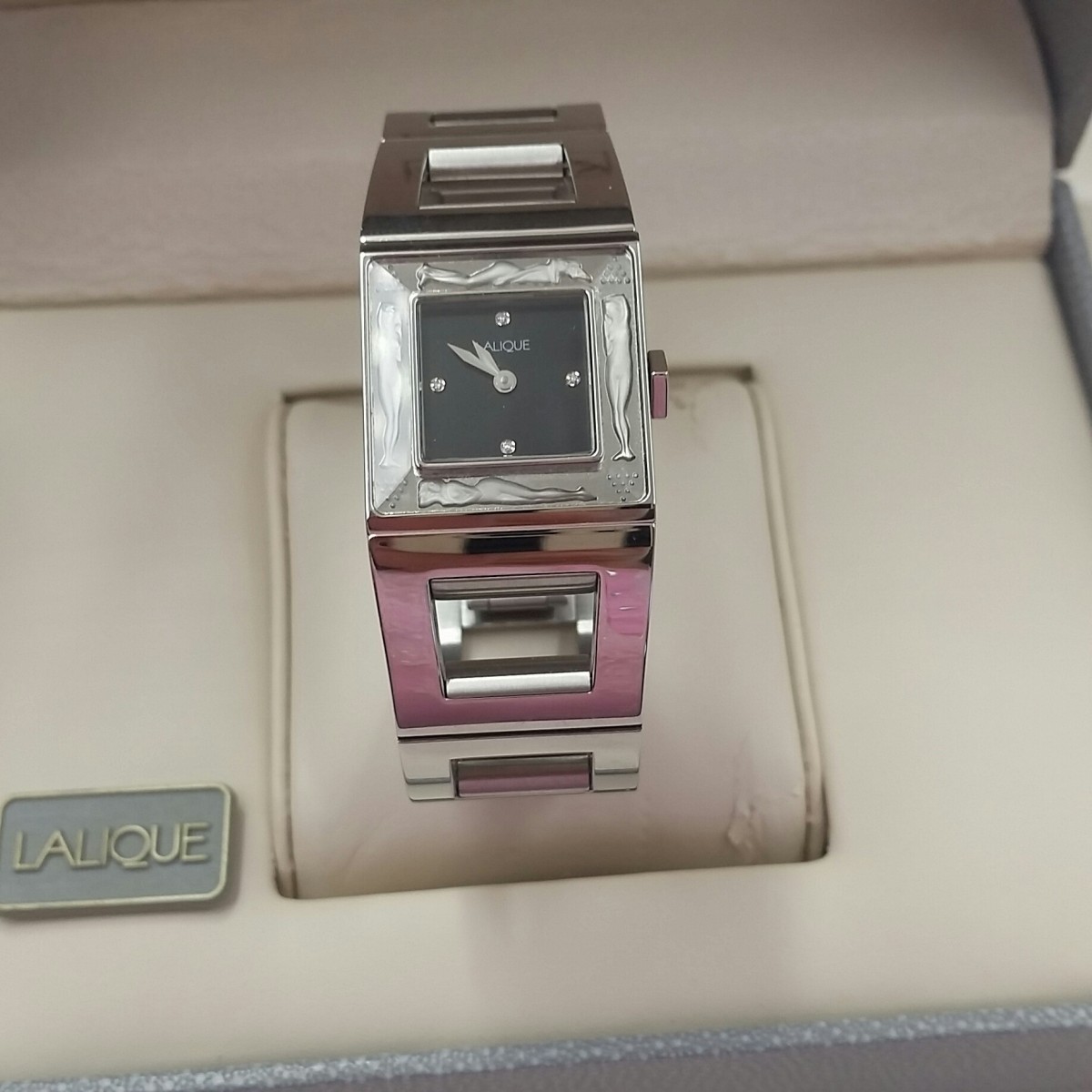 Lalique Bacchantes Stainless Steel Watch with Black Face - S & K Ltd.