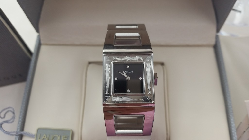 Lalique Bacchantes Stainless Steel Watch with Black Face - S & K Ltd.
