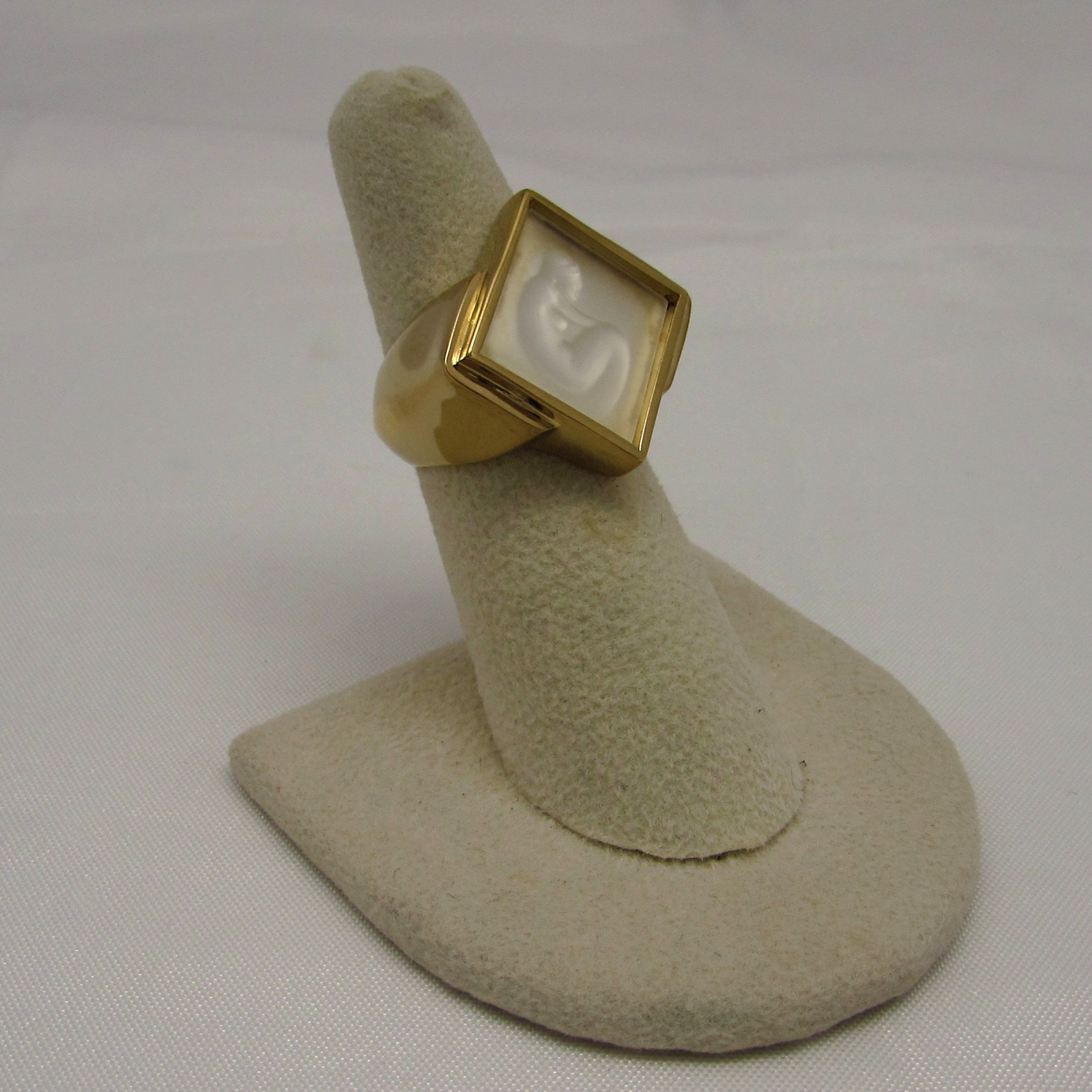 Lalique' Clear Crystal "Ondine" 18 KT Over Sterling Ring - S & K Ltd.