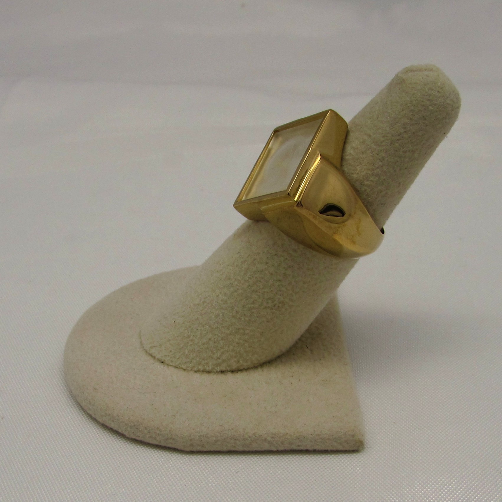 Lalique' Clear Crystal "Ondine" 18 KT Over Sterling Ring - S & K Ltd.