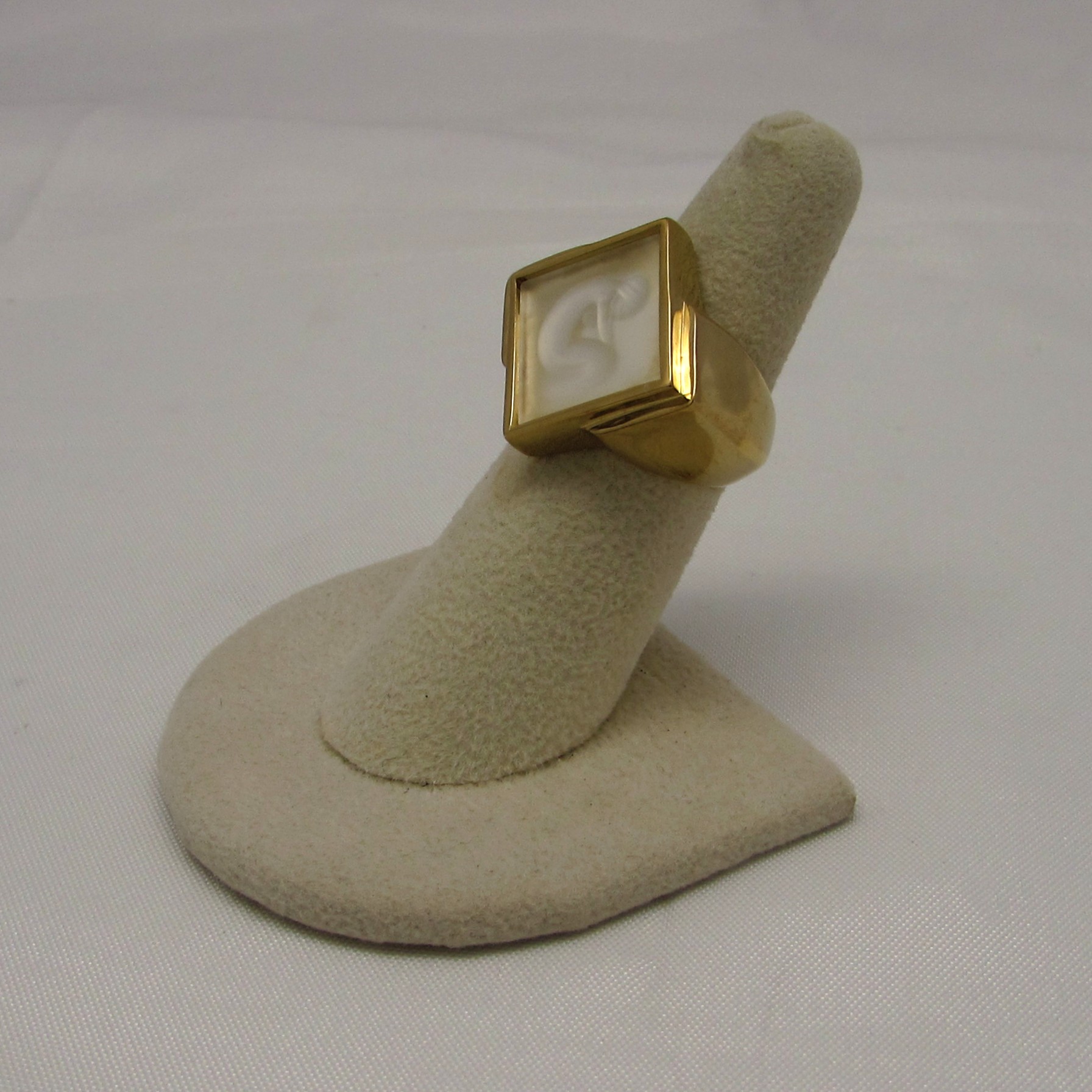 Lalique' Clear Crystal "Ondine" 18 KT Over Sterling Ring - S & K Ltd.