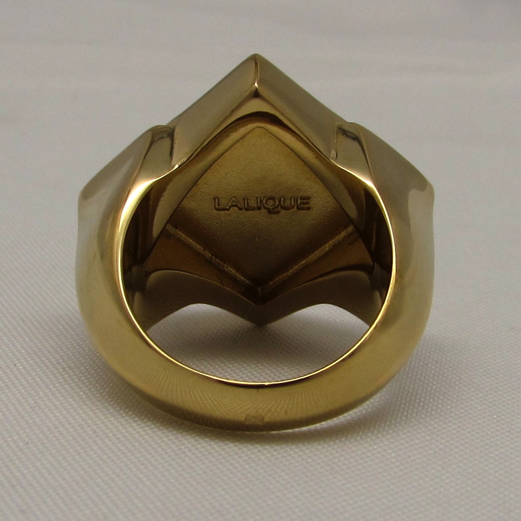 Lalique Clear Crystal “Ondine” 18 Kt Over Sterling Ring – S & K Ltd.