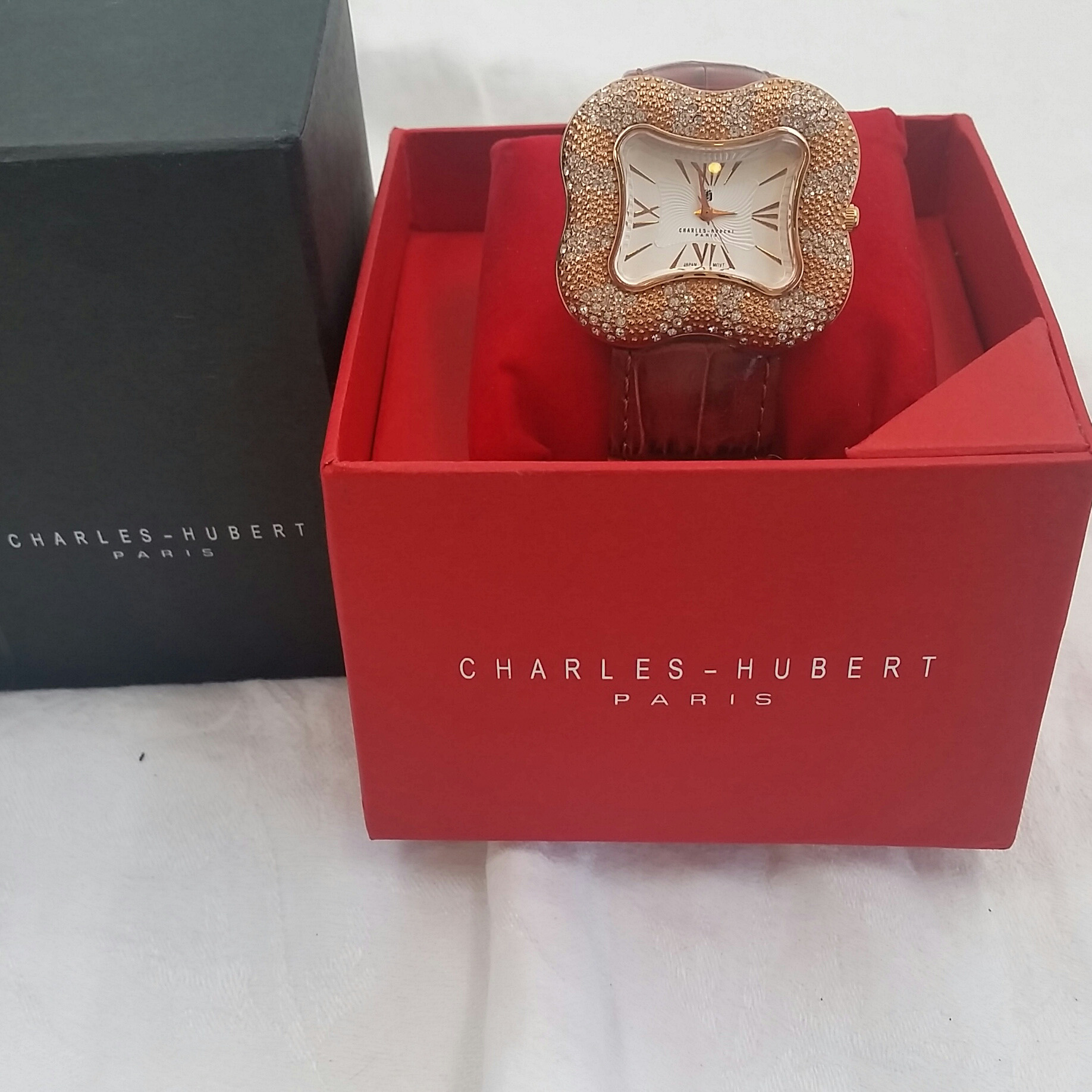 Rose-Plated Crystal "Pillow" Shape Wrist Watch - S & K Ltd.