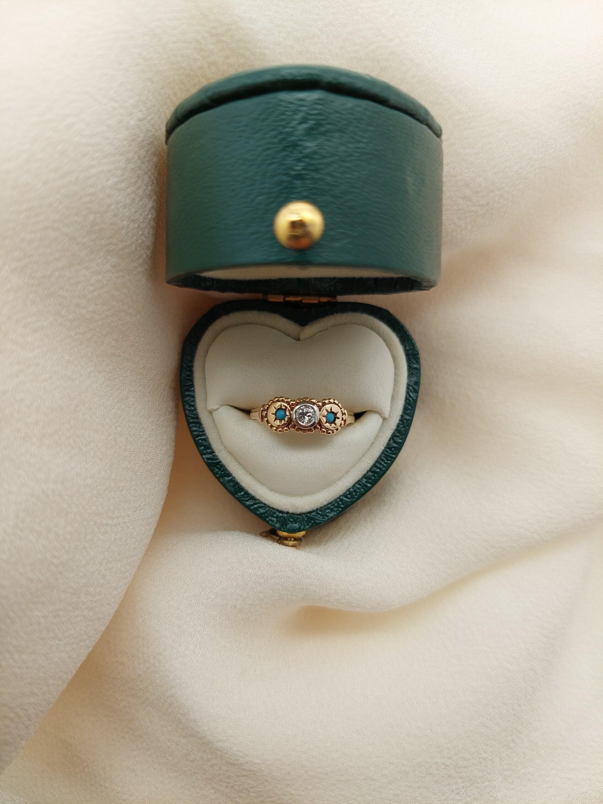 Victorian Diamond & Turquoise Baby Ring - S & K Ltd.