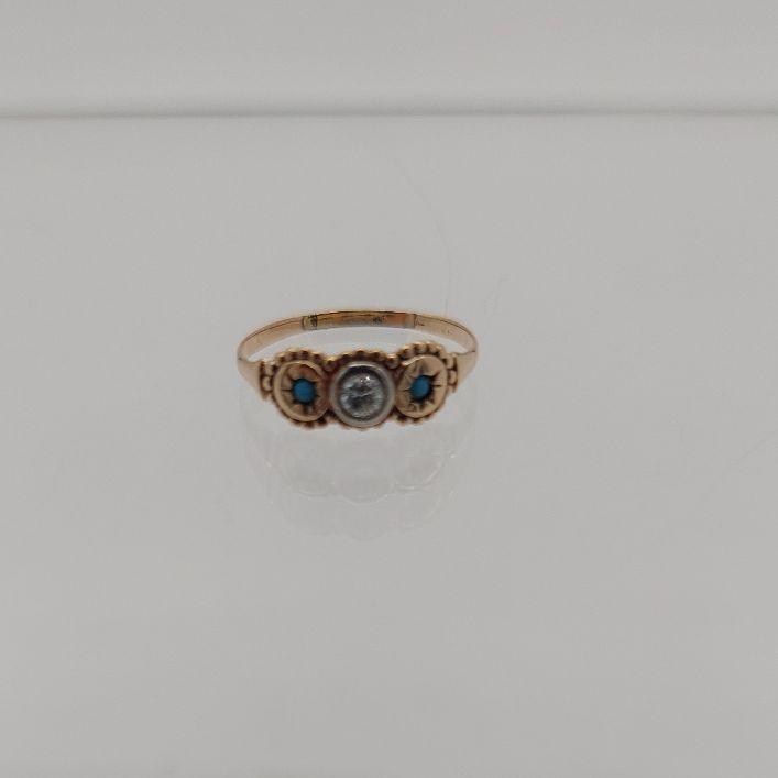 Victorian Diamond & Turquoise Baby Ring - S & K Ltd.